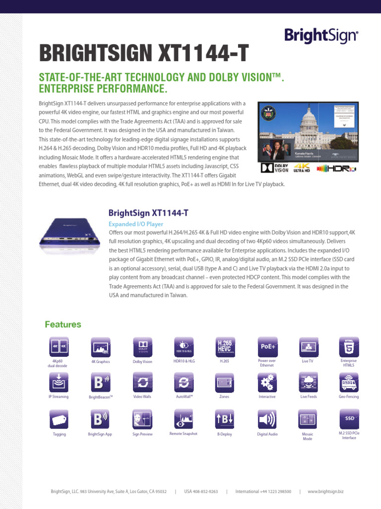 XT1144 T Datasheet | PDF | Codec | Hdmi