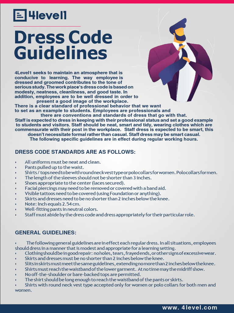Dress Code Guidlines | PDF | Dress | Trousers