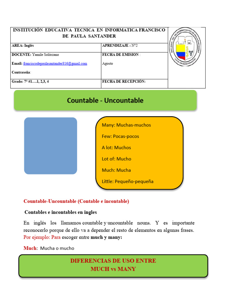 Uso de Much y Many en Inglés | PDF | Sustantivo | Morfología Lingüística