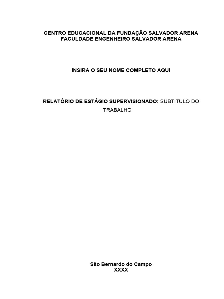 Template - RelatÃ Rio de EstÃ¡gio ECA - v2 | PDF | Engenharia | Informática