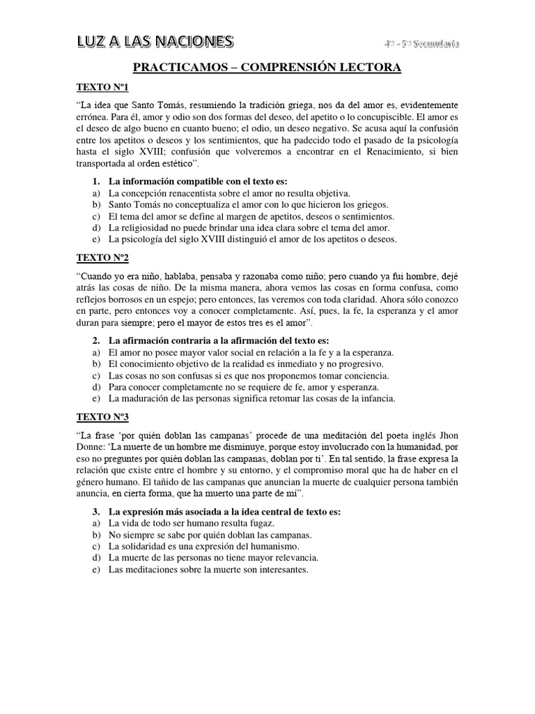 Practicamos Sobre Tipos de Preguntas de Comprensión de Textos- 4 y 5 ...