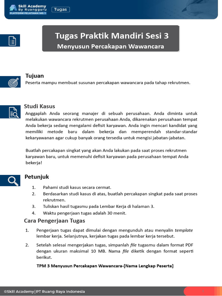 TPM 3 - Menyusun Percakapan Wawancara | PDF | Karier & Perkembangan