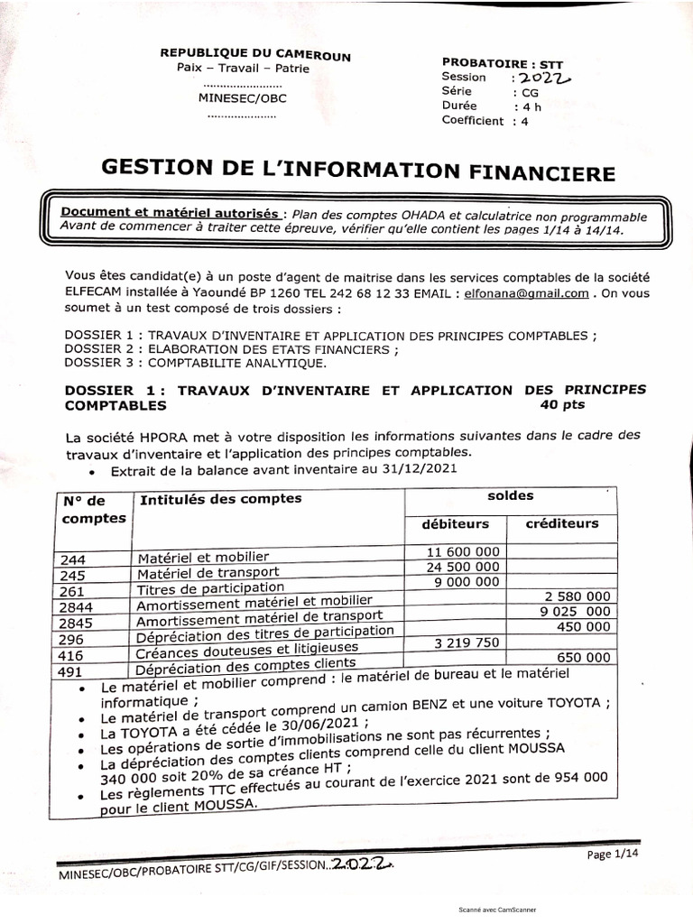 Prob 2022 STT Info Financière | PDF