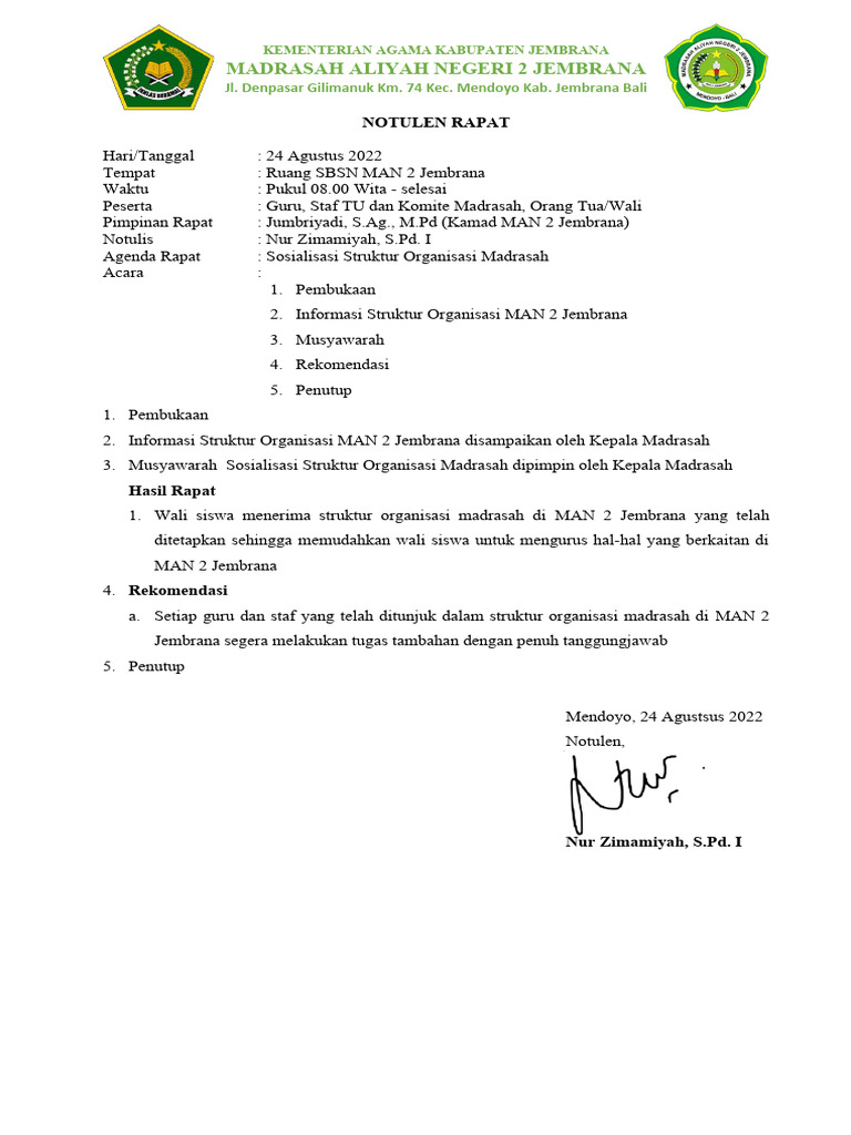 1.1.1c Dokumen Sosialisasi Struktur Organisasi | PDF