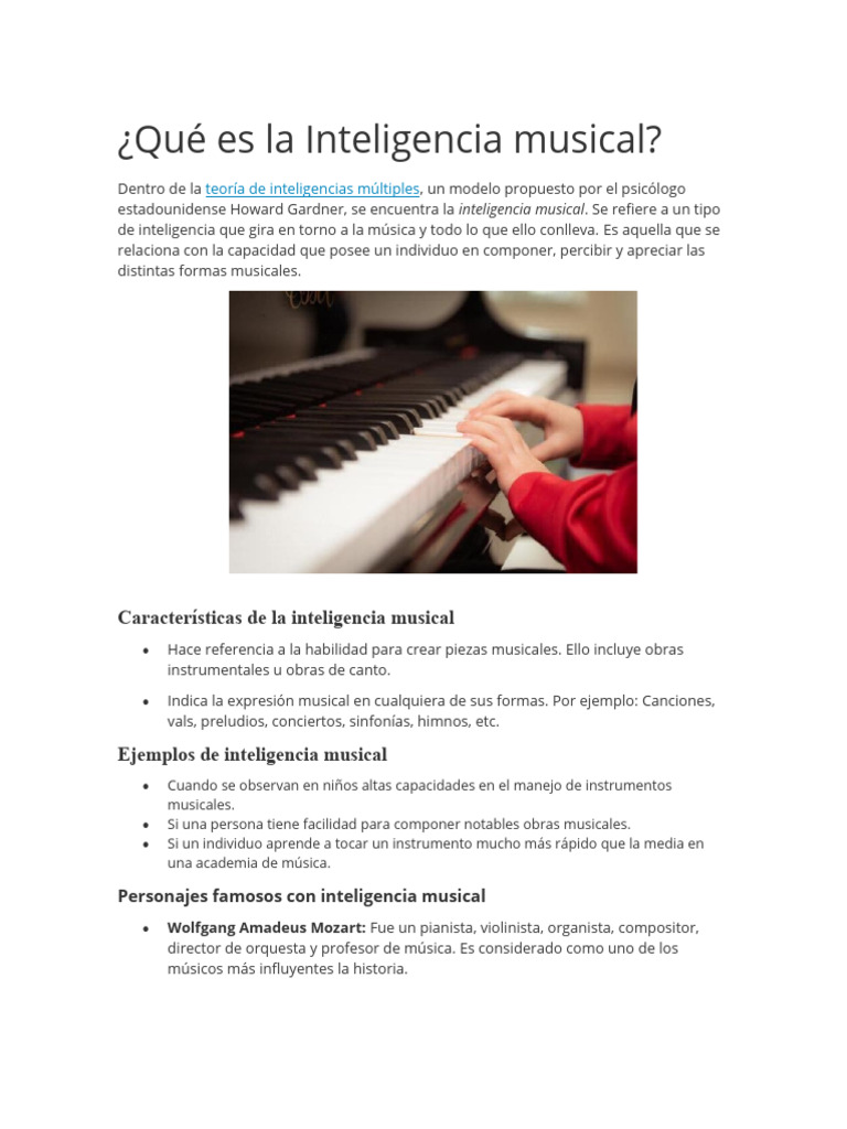 Qué Es La Inteligencia Musical | PDF | Inteligencia | Orquestas