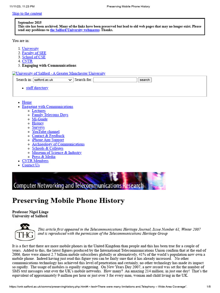 Mobile Phone History Preservation Guide | PDF | Mobile Phones ...