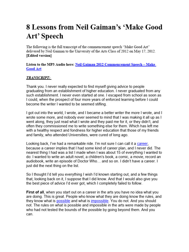 8 Lessons From Neil Gaiman | PDF