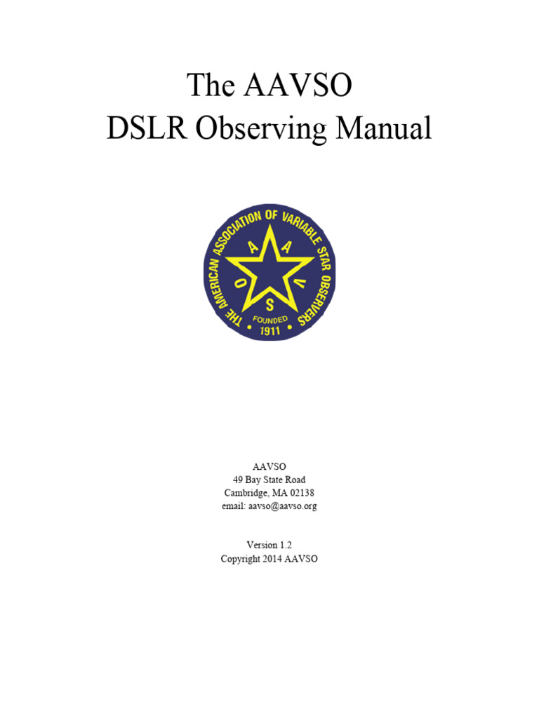 AAVSO DSLR Observing Manual v1-2 | PDF | Camera Lens | Camera