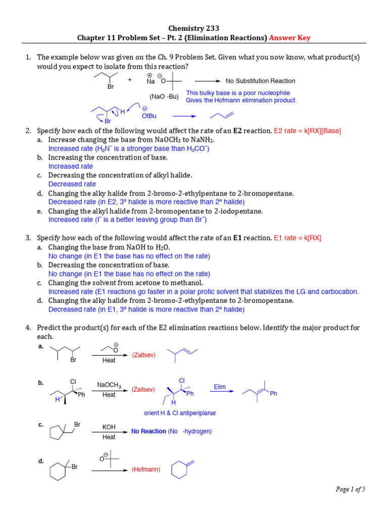 CH 11 Problem Set - Pt2 - Key | PDF | Chemical Reactions | Chemical Compounds
