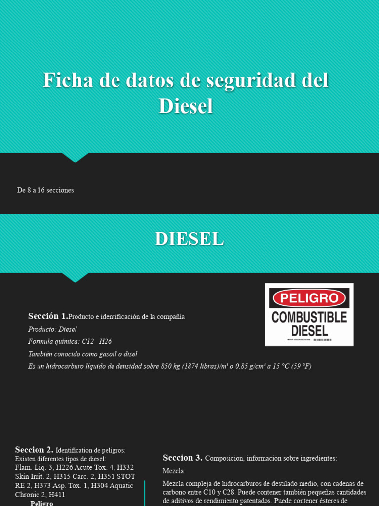 Ficha de Datos de Seguridad Del Diesel | PDF | Química | Materiales