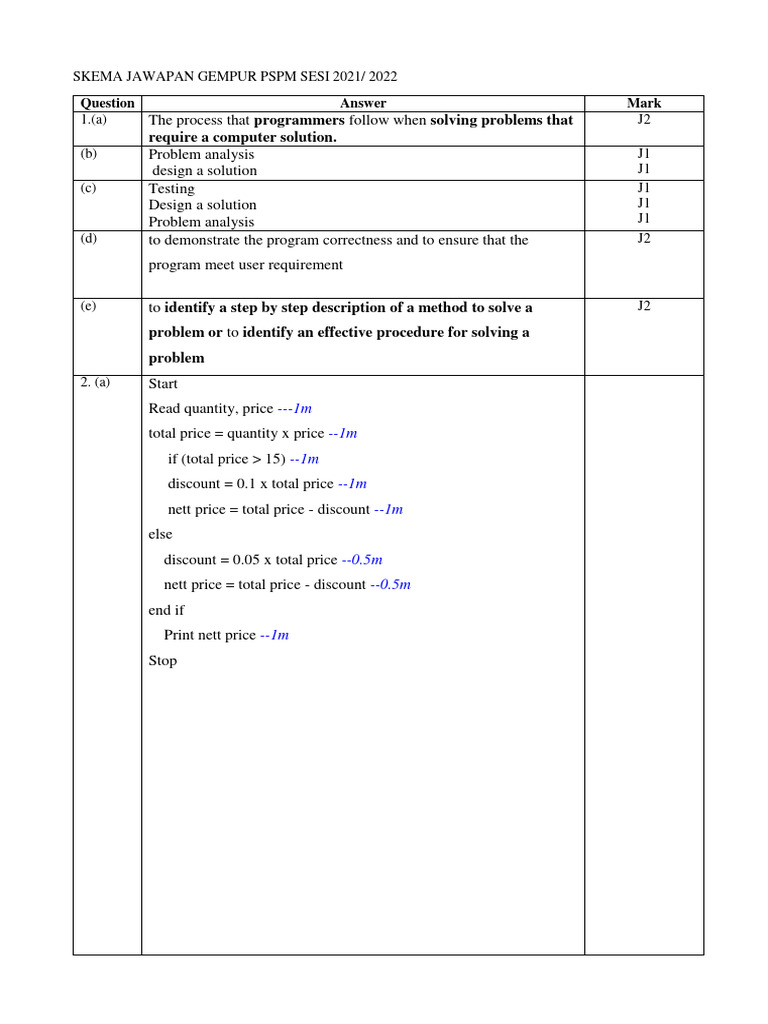 KMS Skema Jawapan Pre PSPM | PDF | Computing | Computer Science