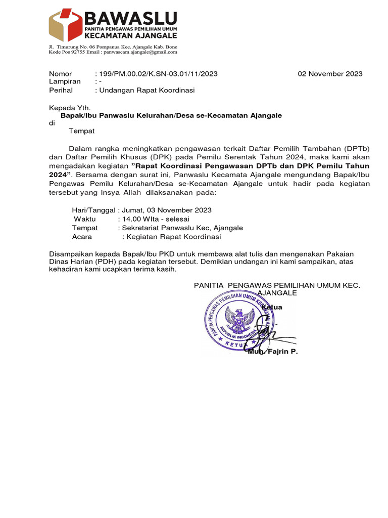 Contoh Undangan PKD 03-11-23 | PDF