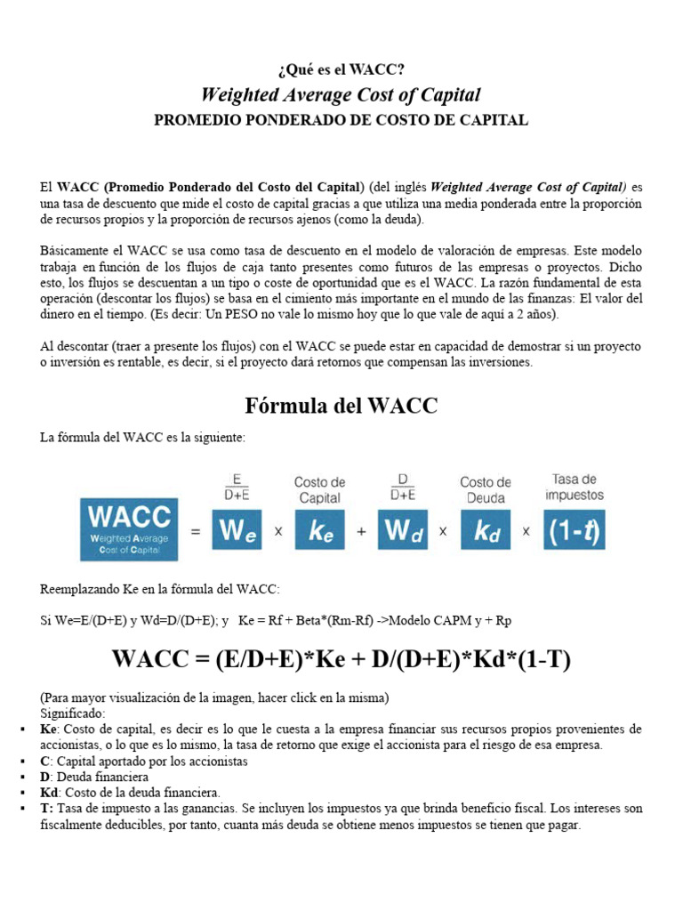 Que Es El WACC | PDF | Modelo de fijación de precios de activos de ...