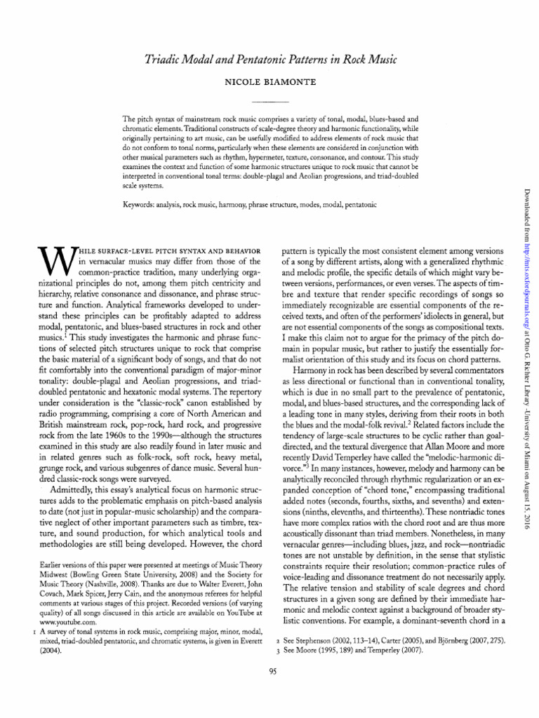 Triadic Modal and Pentatonic Patterns in Rock Music | PDF | Mode (Music ...