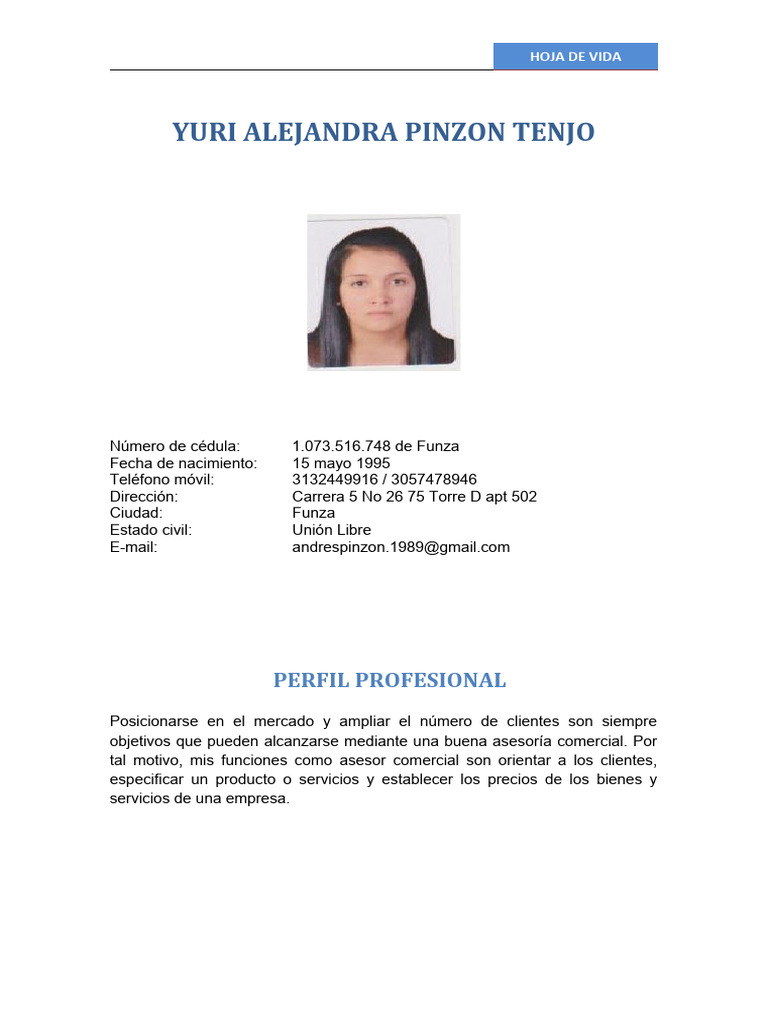 Hoja de Vida Yuri | PDF