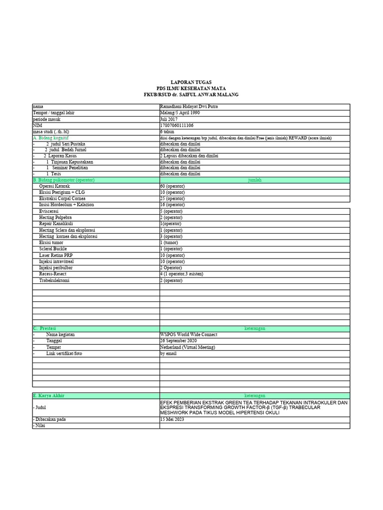 Form Rekap Tugas - Dony | PDF