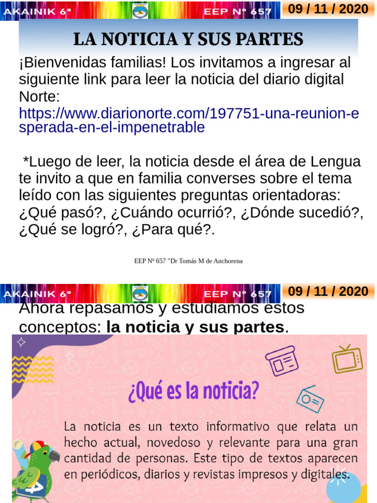 Partes de una Noticia para Primaria | PDF
