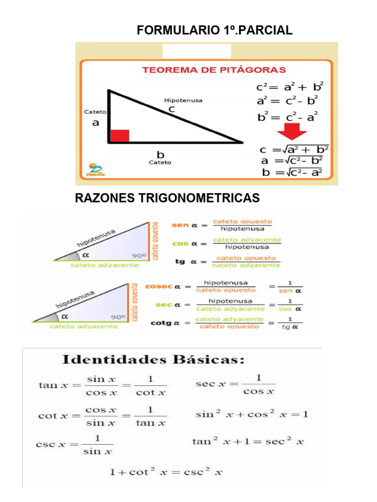 Fórmulas Trigonométricas y Geometría | PDF | Métodos y materiales de ...