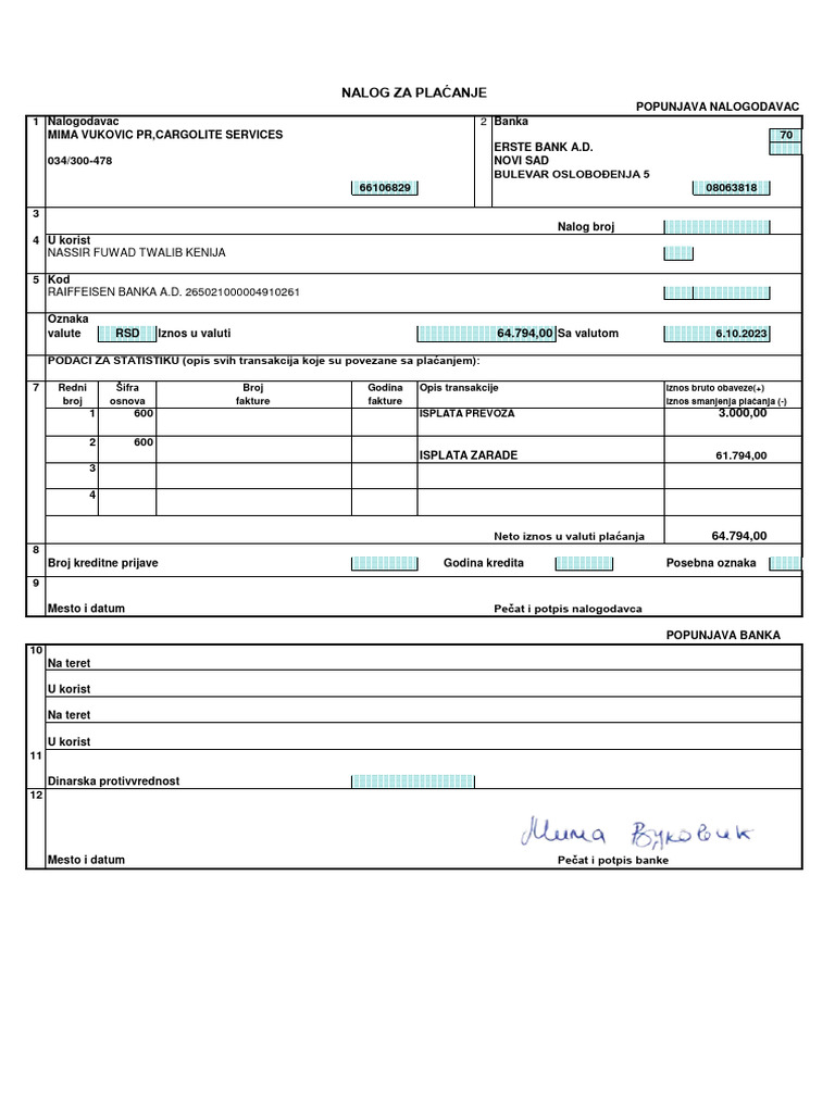 Blanco Nalog 70-Novi | PDF