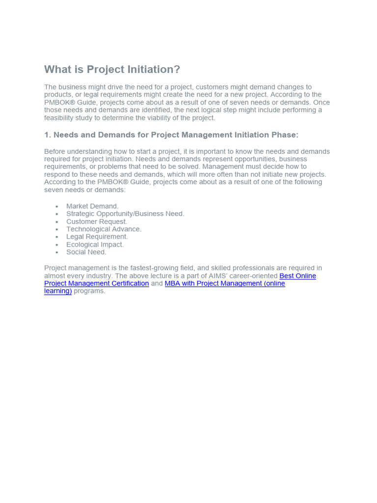 Project Initiation | PDF | Cost–Benefit Analysis | Mathematical ...