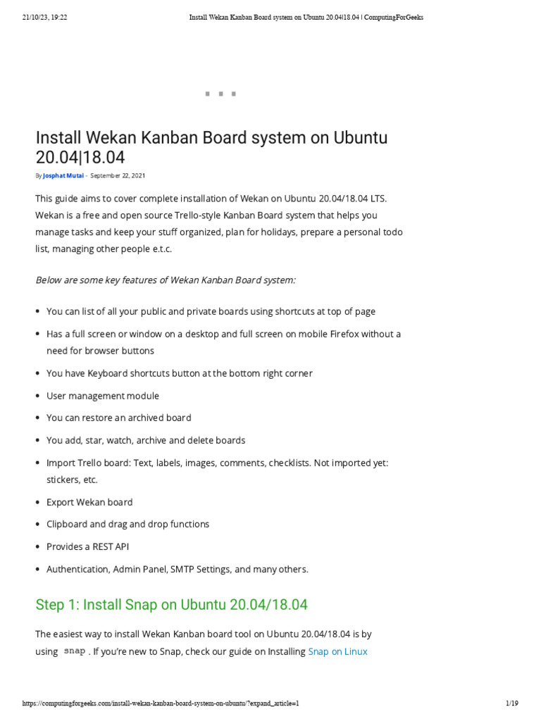 Install Wekan Kanban Board system on Ubuntu 20.04_18.04 _ ComputingForGeeks | PDF | Proxy Server ...