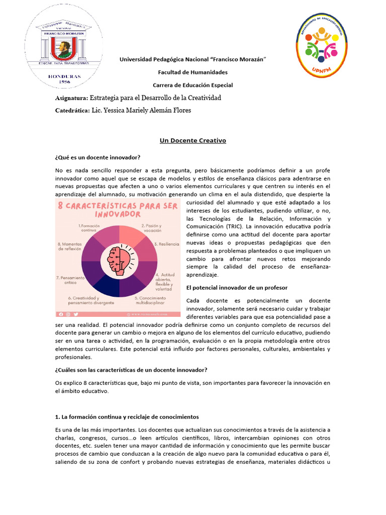 Un Docente Creativo | PDF | Enseñando | Creatividad