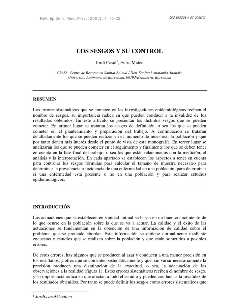 Los Sesgos y Su Control | PDF