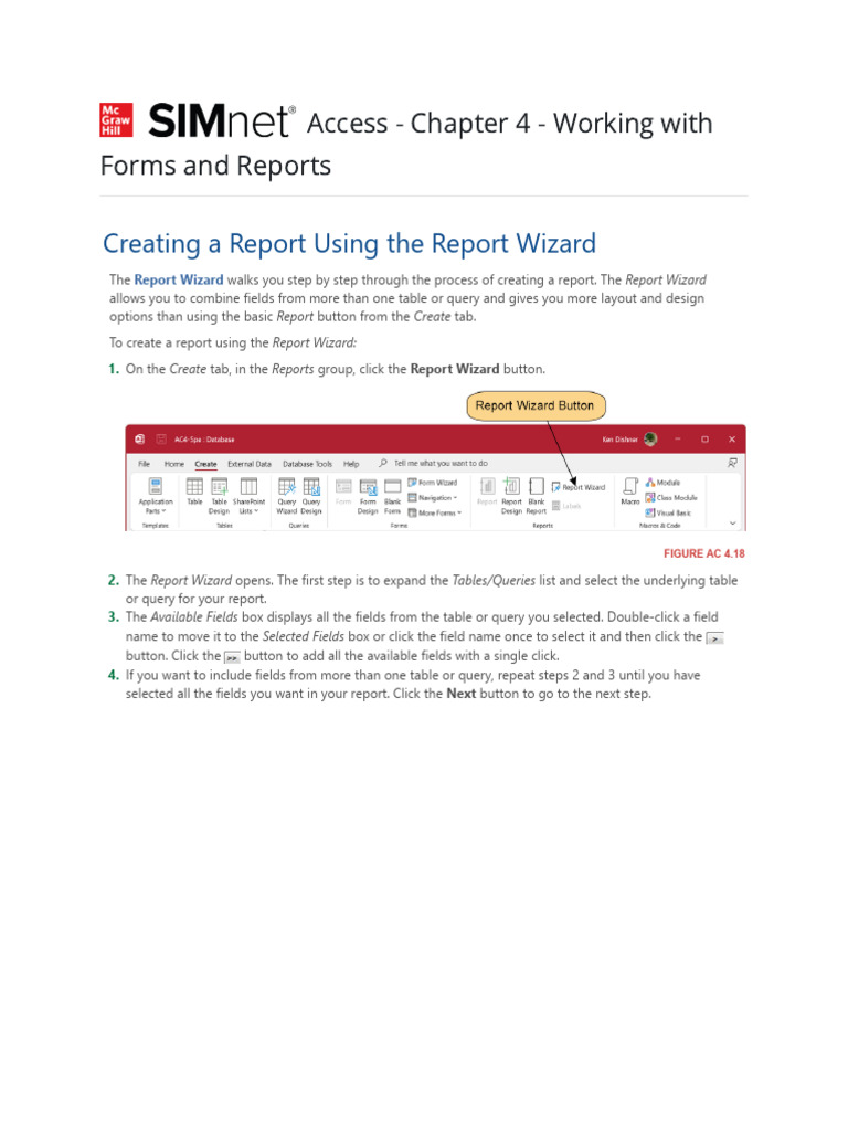 Skill 4.8 Creating A Report Using The Report Wizard | PDF | Page Layout | Computing