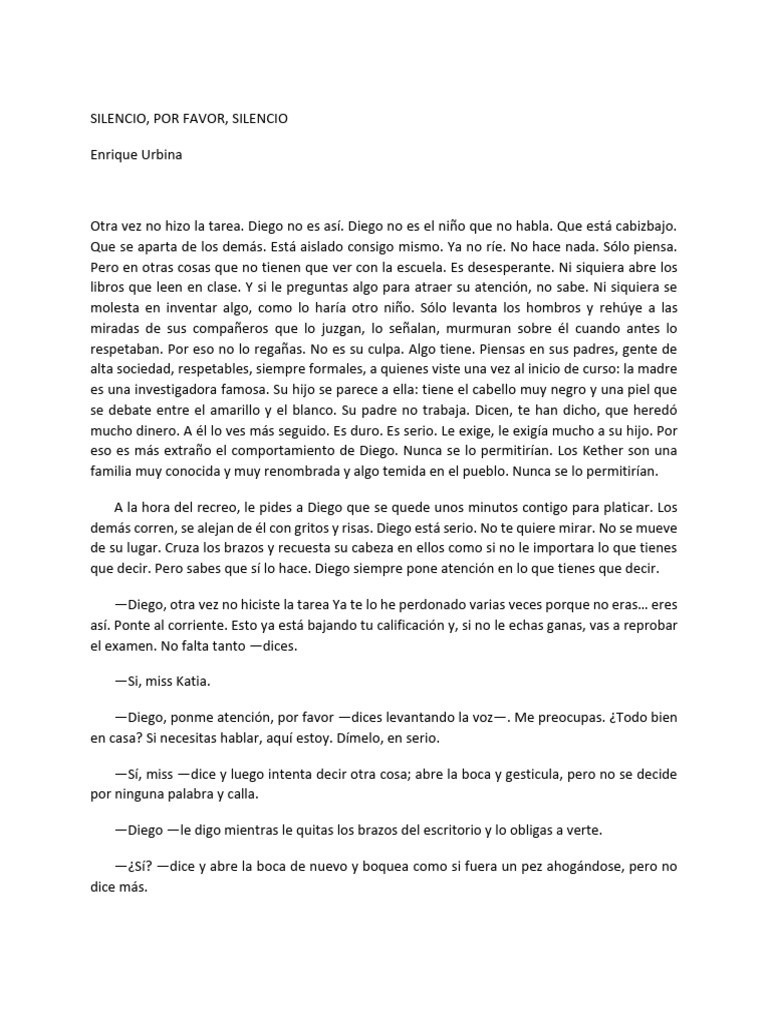 Silencio Por Favor Silencio Pdf