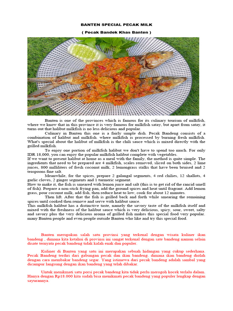 Banten's Pecak Bandeng Recipe Guide | PDF | Sauce | Ginger