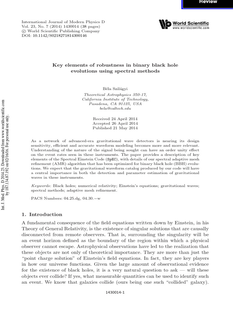 Reading: June 23, 2014 13:19 WSPC/S0218-2718 142-IJMPD 1430014 | PDF | General Relativity ...