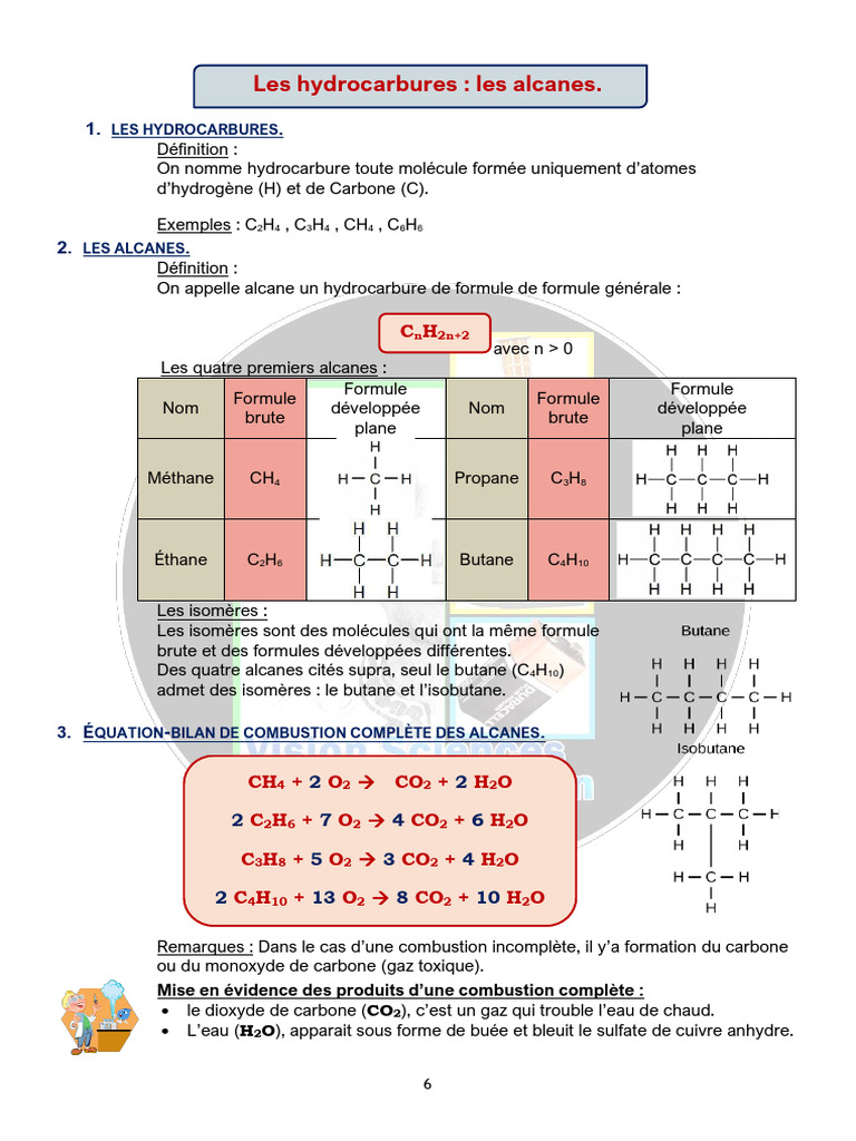 Combustion des Alcanes et Exercices | PDF | Alcane | La combustion