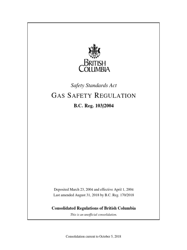 Gas Safety Regulation 103 - 2004 | PDF | Natural Gas | Biogas