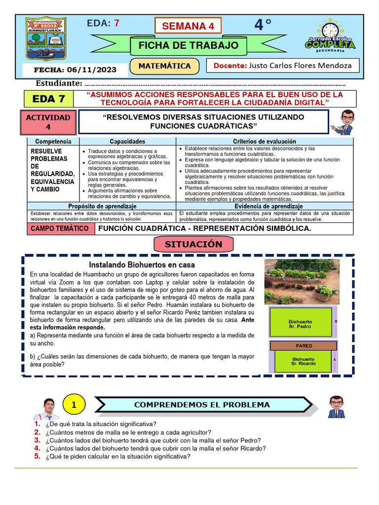 Ficha Trabajo #4 - Sem 4 - 4º Actividad 4 - Eda 7 | Descargar gratis PDF | Función (Matemáticas ...