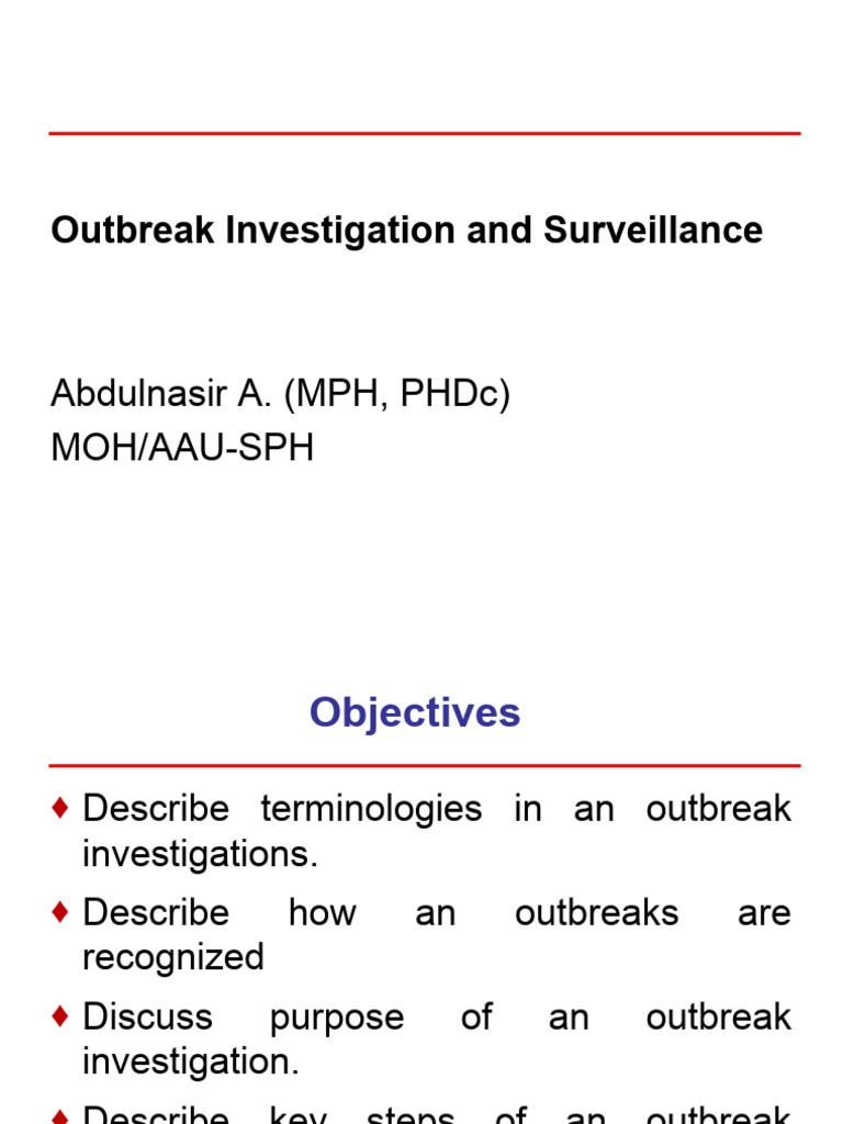 Outbreak Investigation and Surveillance Guide | PDF | Medical Diagnosis ...