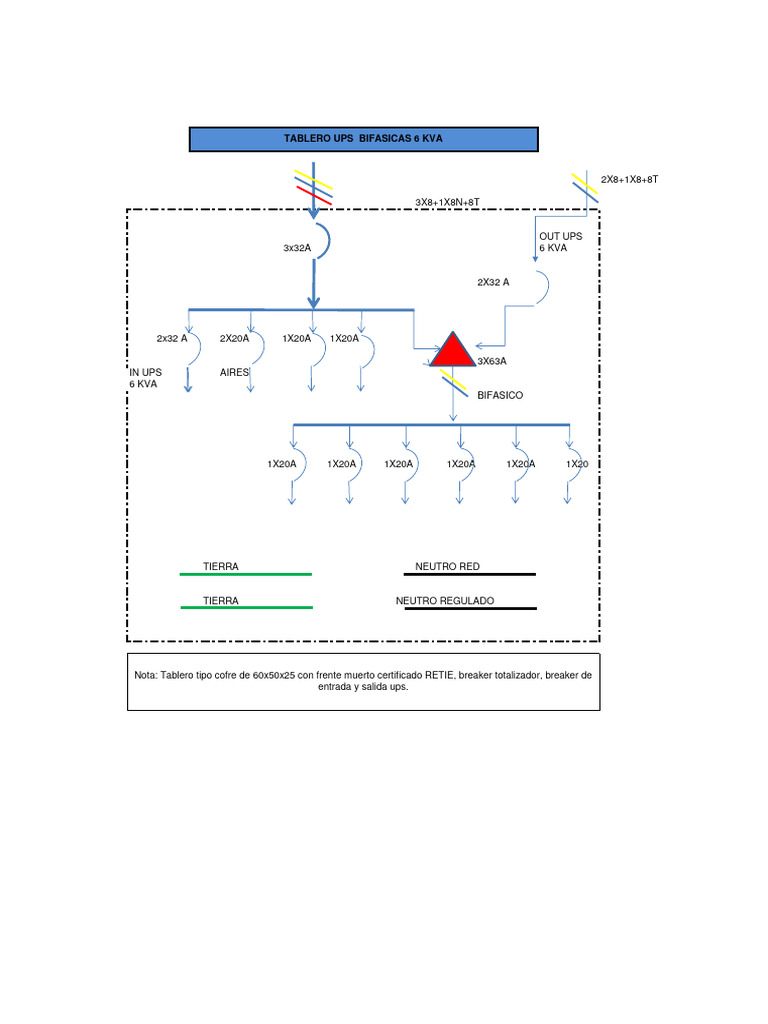 Diagrama Unifilar Tablero Control Ups 6 Kva | PDF