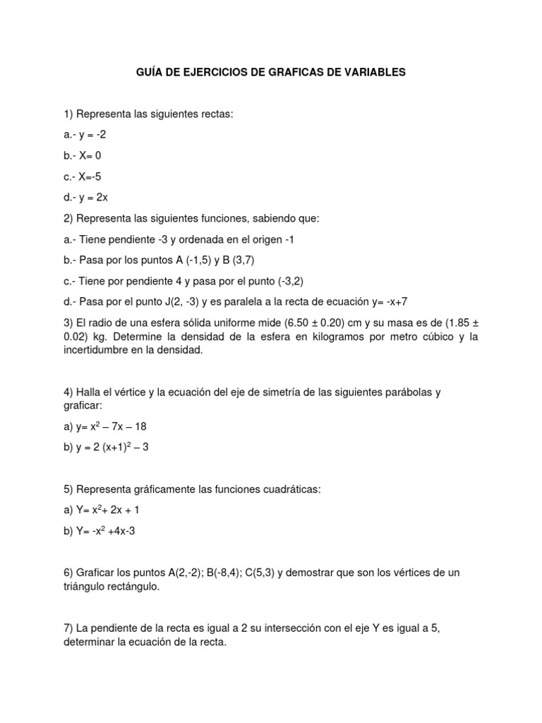 Ejercicios de Graficas de Variables. | PDF