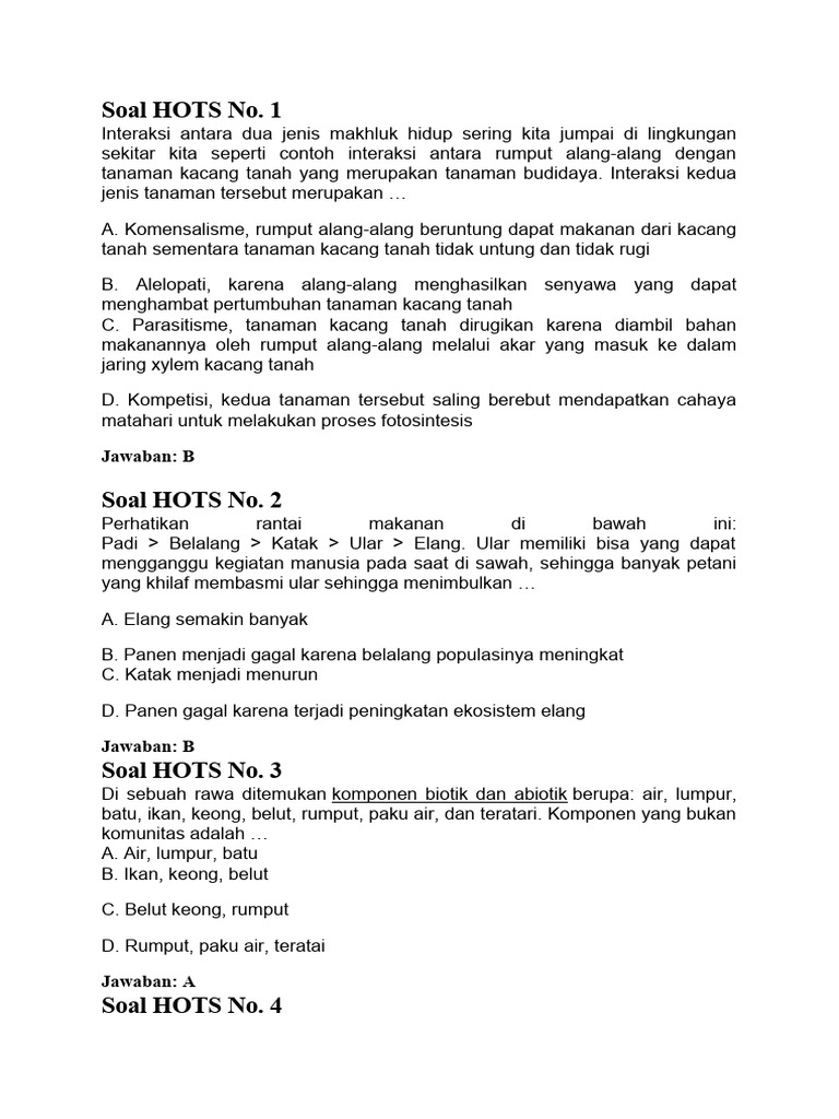 Soal HOTS Ekosistem | PDF