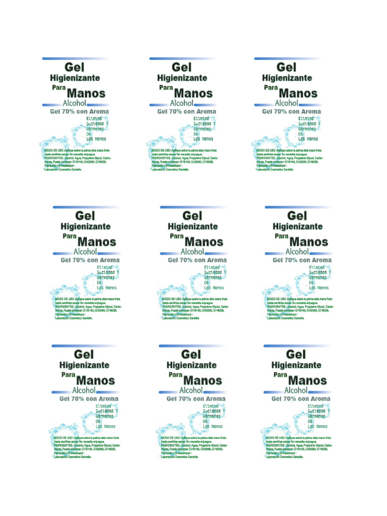 Etiquetas Gel | Descargar gratis PDF | Productos cosméticos | Bienes de consumo