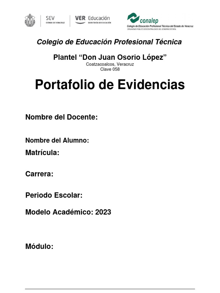 Formato Portafolio de Evidencia | PDF | Evaluación | Aprendizaje