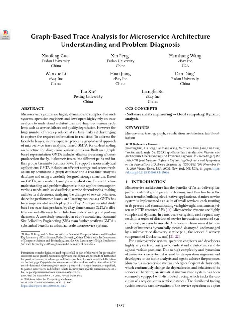 Graph Based Trace Analysis For Microservice Architecture Pdf Databases Data