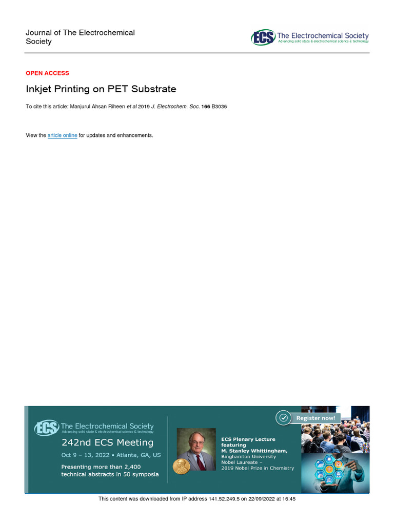 1 - Inkjet Printing On PET Substrate Report | PDF | Analysis Of ...