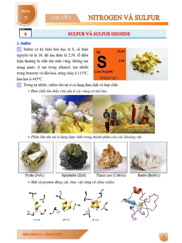 6 - Bài Sulfur Và Sulfur Dioxide - Lý Thuyết | PDF