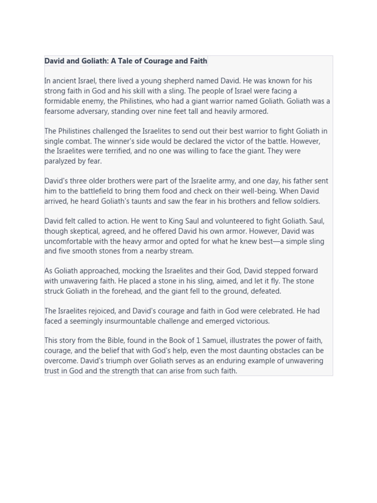 David and Goliath | PDF