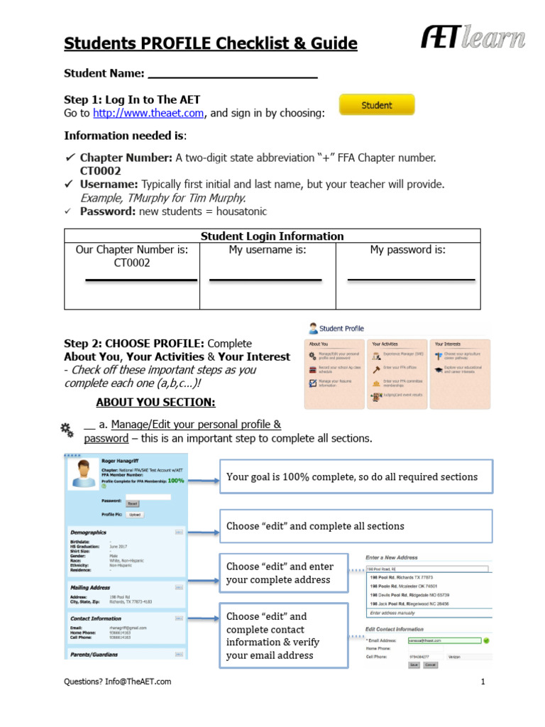 Student Profile Setup Guide | PDF