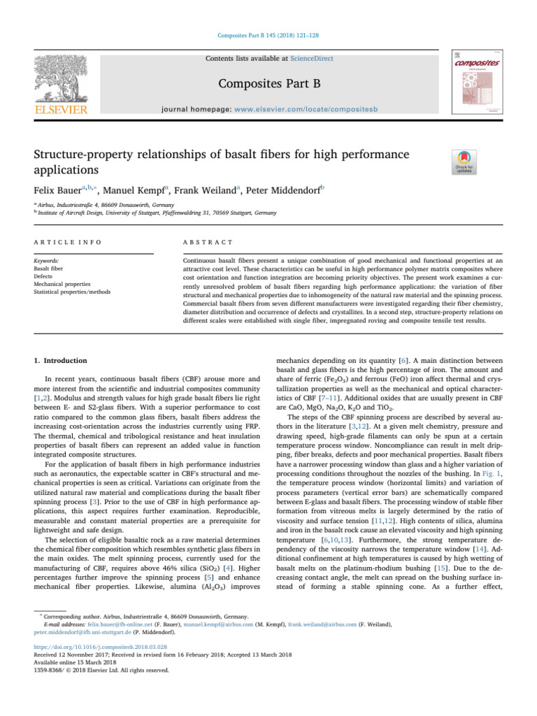 Structure-Property Relationships of Basalt Fibers For High Performance ...