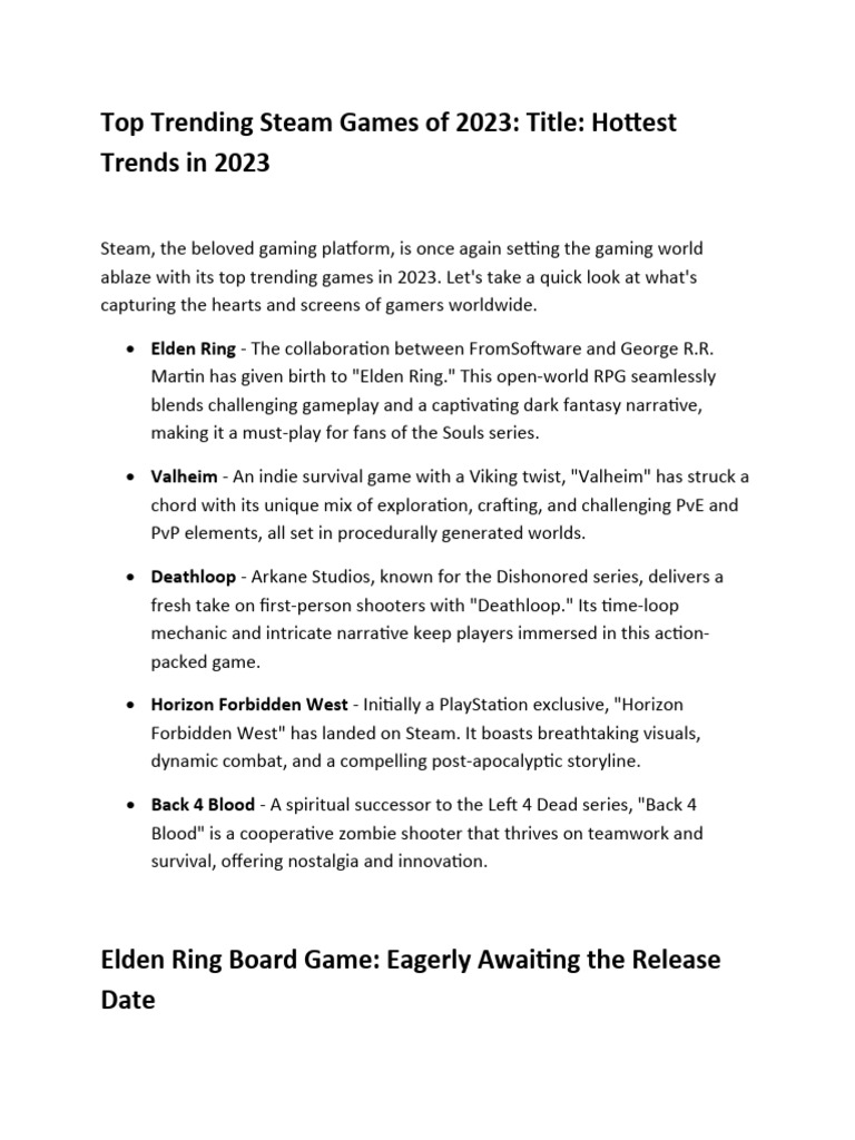 Top Trending Games | PDF | Video Games | Gaming