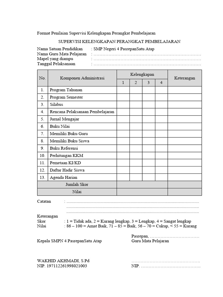 2 Format Supervisi | PDF