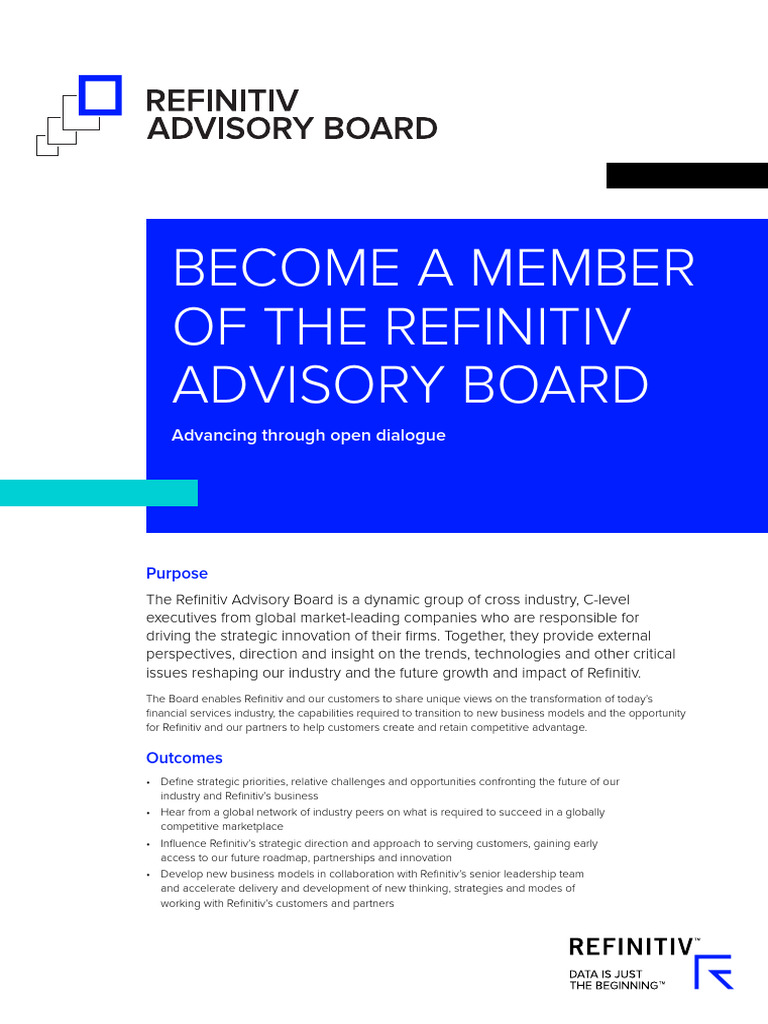 refinitiv-advisory-board-fact-sheet (1) | PDF | Business Model | Innovation