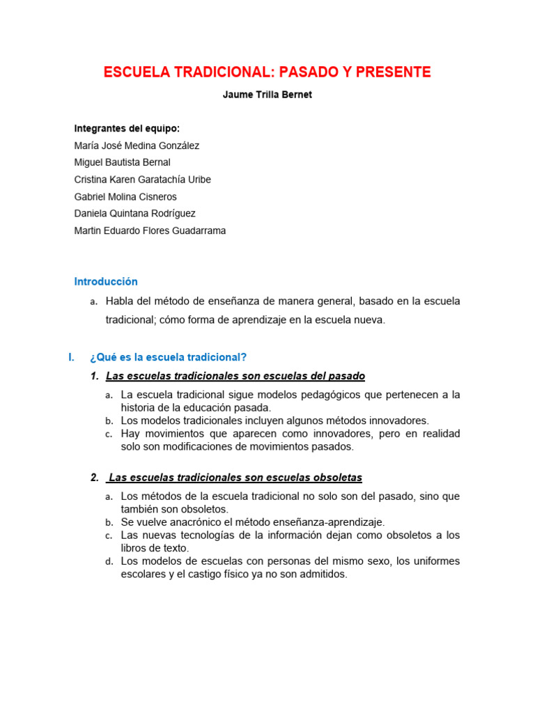 Escuela Tradicional | PDF | Aprendizaje | Cognición